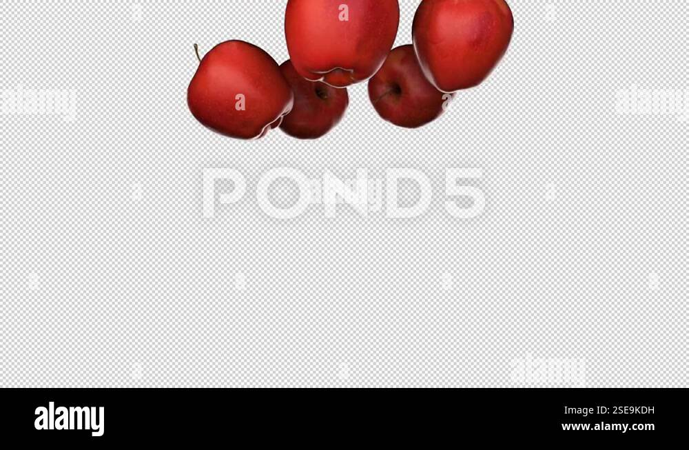 Falling Red Apples and Bouncing on Surface With Transparent Background ...