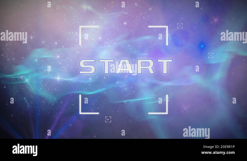 Animation of start text in white marker over pink to blue universe in ...