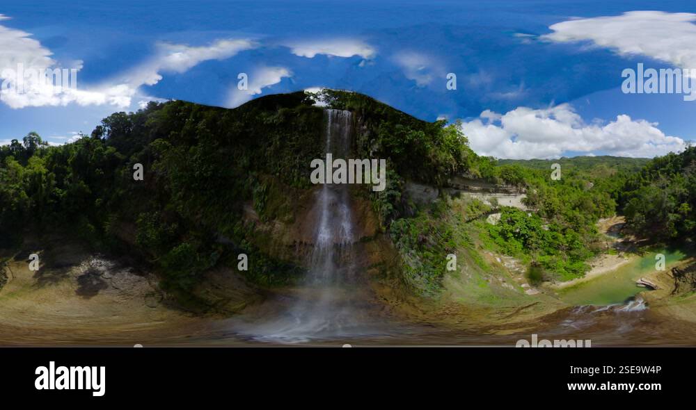 Waterfall and rice terraces. Bohol, Philippines. 360-Degree view Stock ...