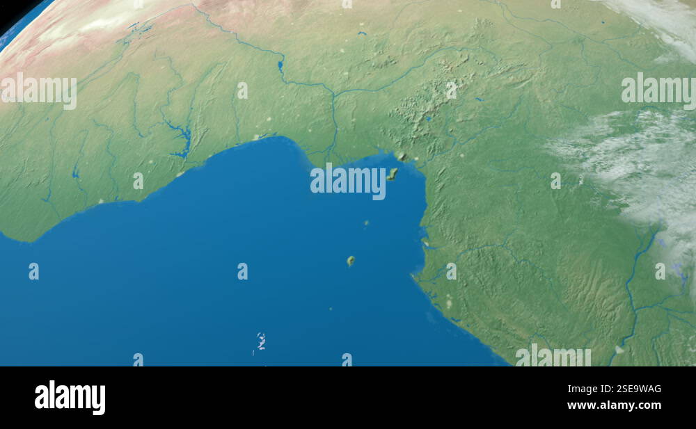 Gulf of Guinea in planet earth, aerial view from outer space Stock ...
