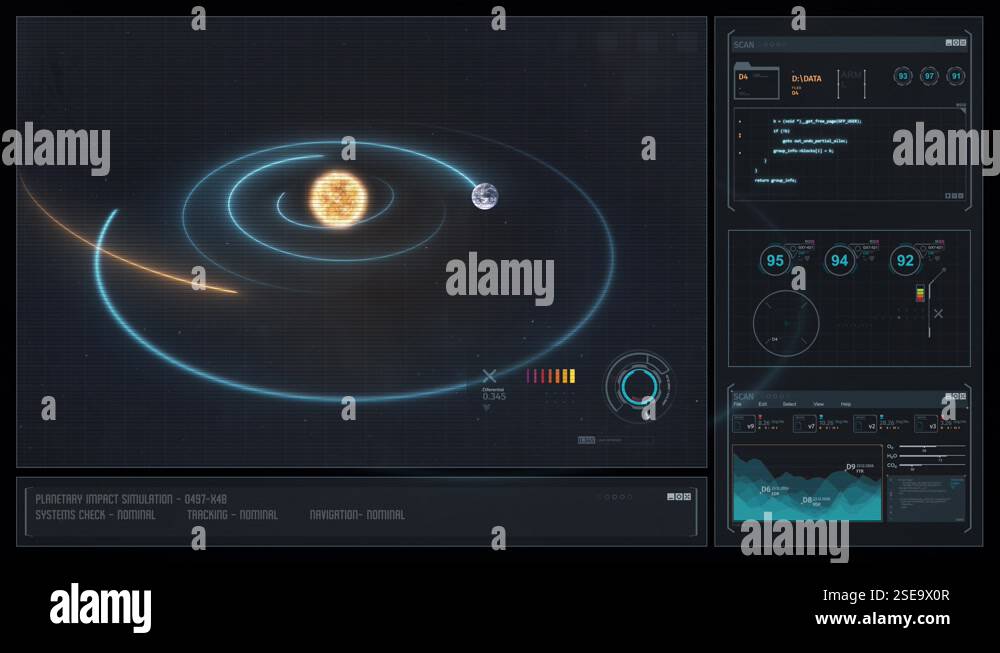 Digital Display Sci-Fi HUD - Holographic Solar System with Asteroid ...