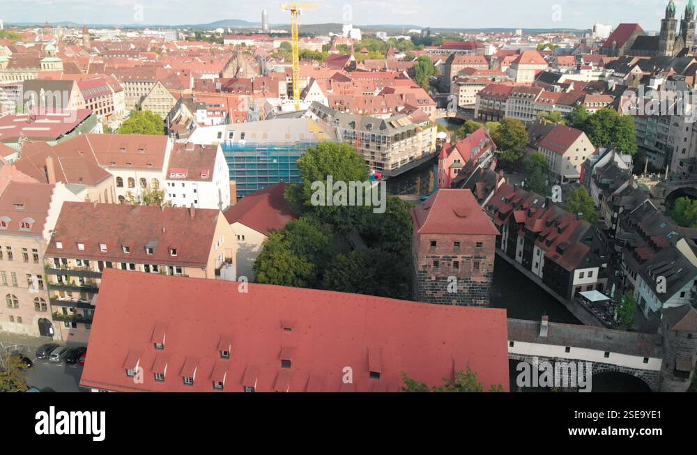 Nuremberg: Aerial view of historic city in German region of Bavaria ...