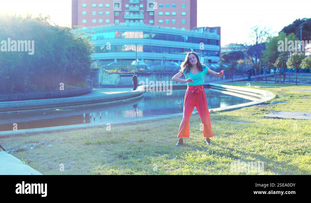 dynamism, youth - girl runs and performs steps of synchronized modern ...
