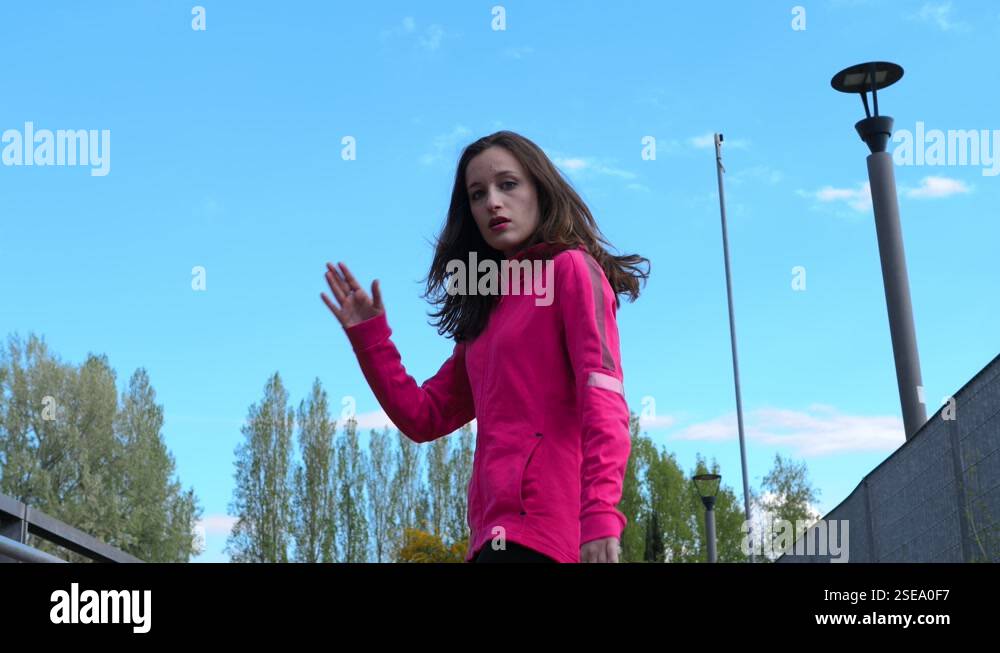 beautiful girl rehearses dance moves in front of the camera Stock Video ...