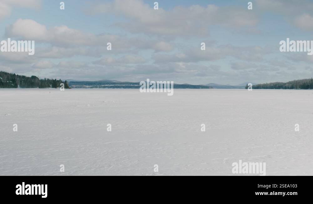 Wide Open Expanse View Of Frozen Frozen White Lake Megantic In Quebec ...