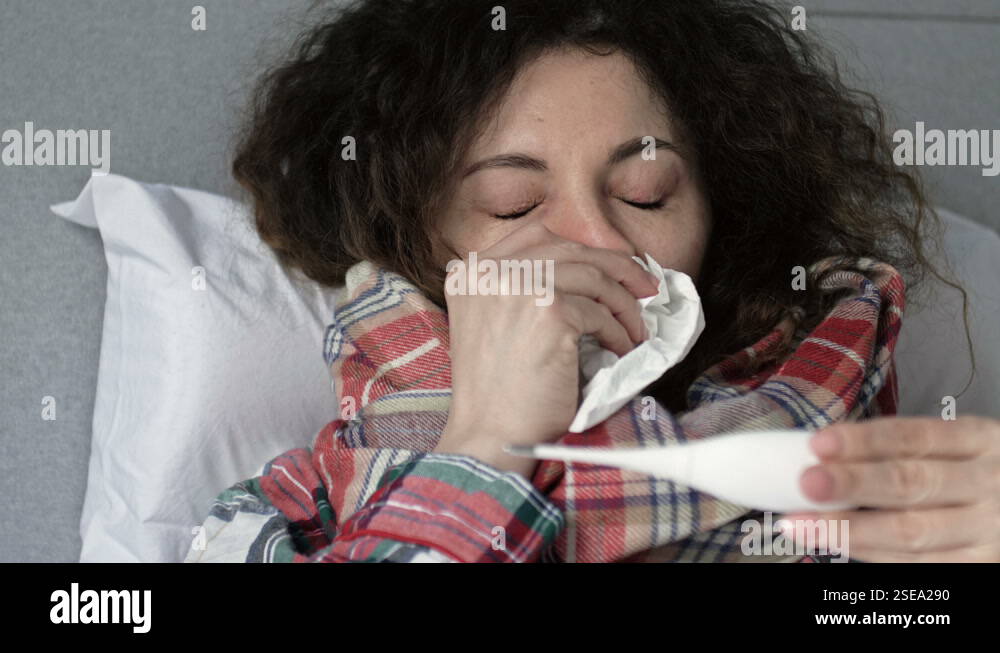 Sick woman upset temperature measurement Stock Videos & Footage - HD ...