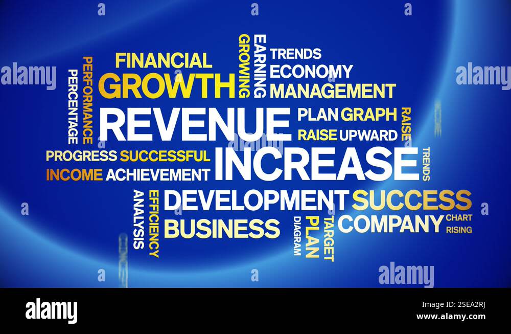 Revenue increase Animated Tag Word Cloud,Text Design Animation seamless ...