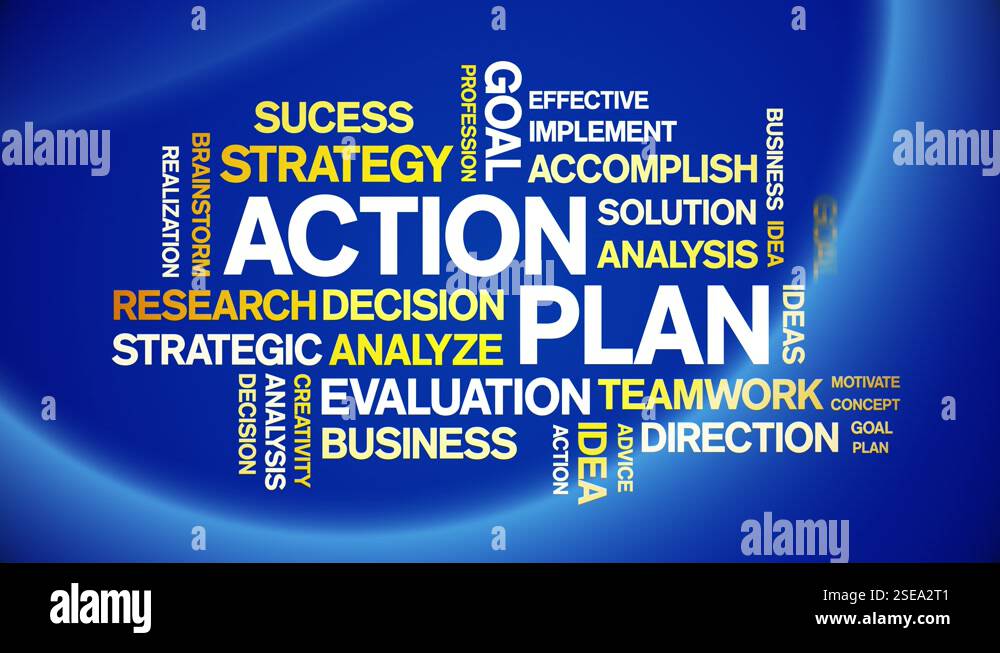 Action Plan Animated Tag Word Cloud,Text Design Animation seamless loop ...