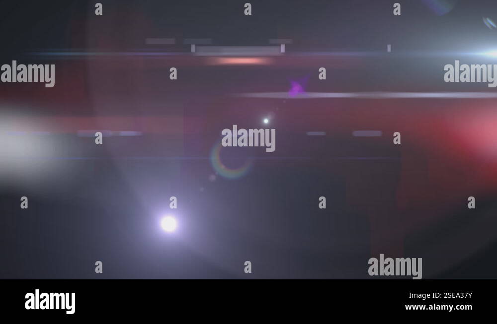 Animation of glowing spot with lens flare on red and black background ...