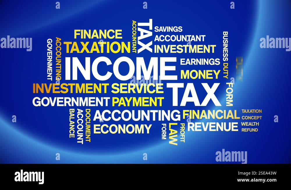 income tax animated tag word cloud,text animation typography seamless ...
