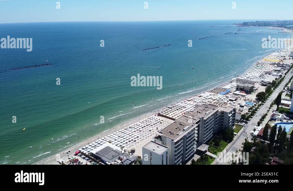 Mamaia resort area Black Sea coast , Constanta , Romania Stock Video ...
