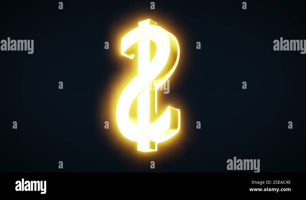 Brilliant Golden Dollar Money Symbol spinning with black background ...