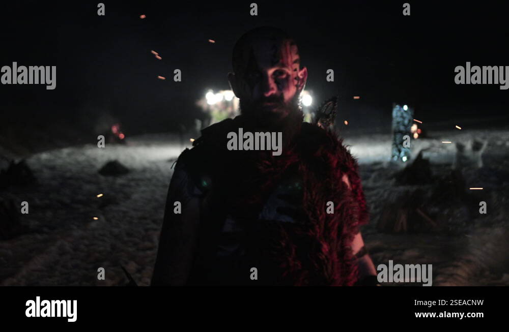 Viking is a brutal male warrior of dangerous appearance waiting for ...