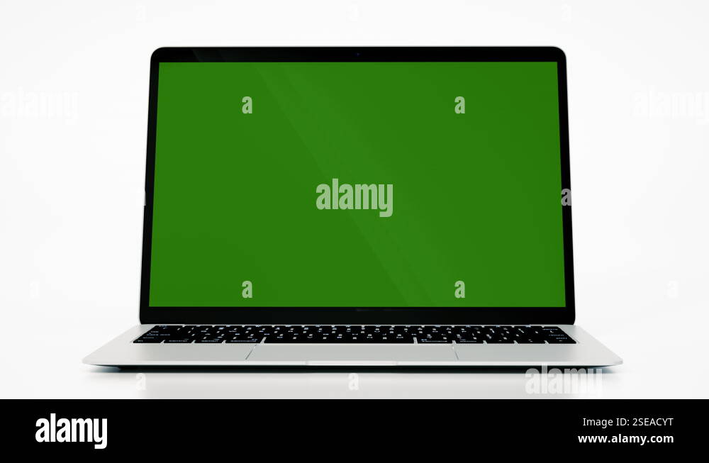 Empty Green Screen Display Laptop for Watching and Paste Background ...