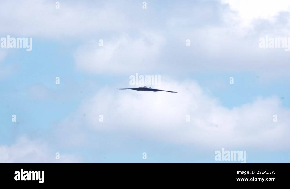 B2 Stealth Bomber jet airplane approach in cloudy sky, slow motion Stock Video Footage - Alamy