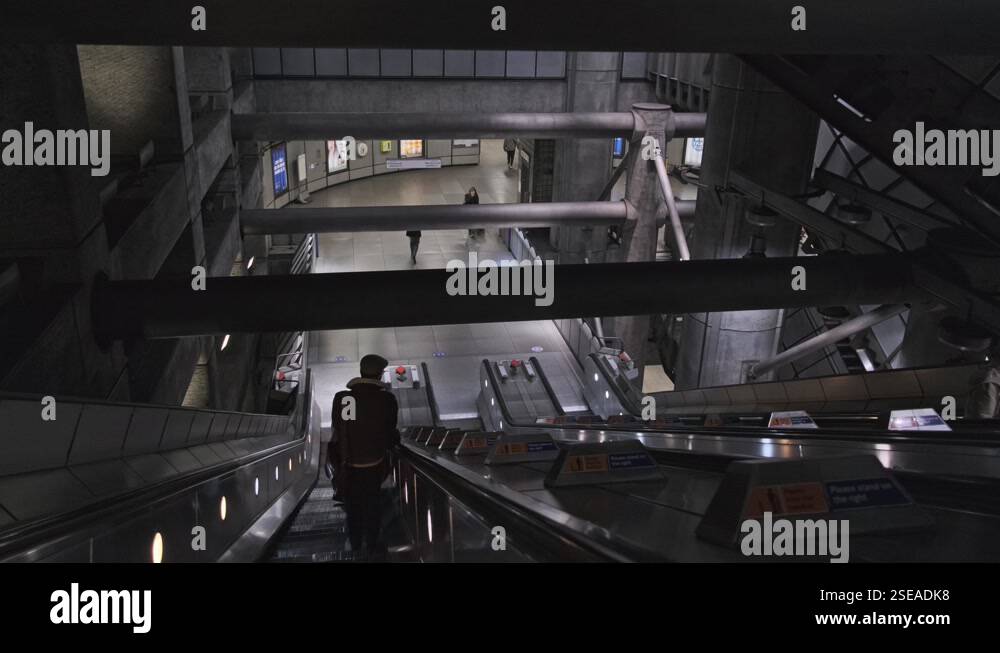 Down the escalator at Westminster underground station to deep level ...