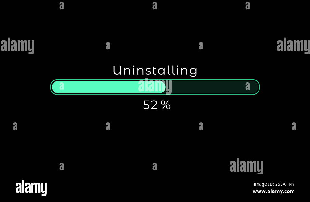 Futuristic Uninstalling Progress Bar 0-100 Animation on Black ...