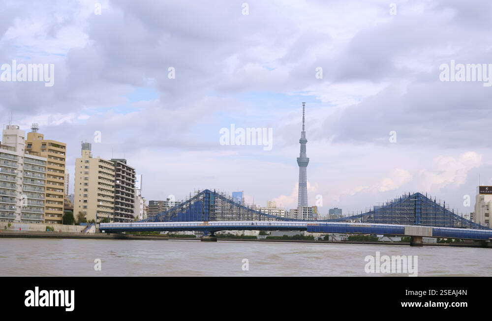 View of the Sky tower building in the middle of Tokyo in Japan Stock ...