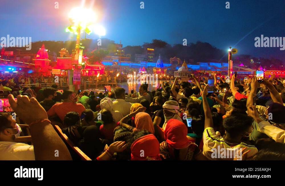 Haridwar is famous for Har ki Pauri and it's Ganga Aarti Stock Video ...