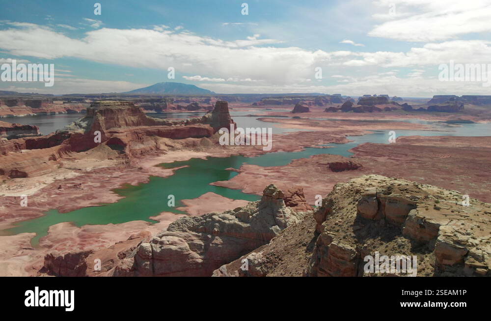 4k Drone shot at Alstrom Point at Lake Powell, Utah Stock Video Footage ...