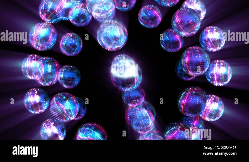 Abstract background 3D animation shiny translucent bubbles fluctuating ...