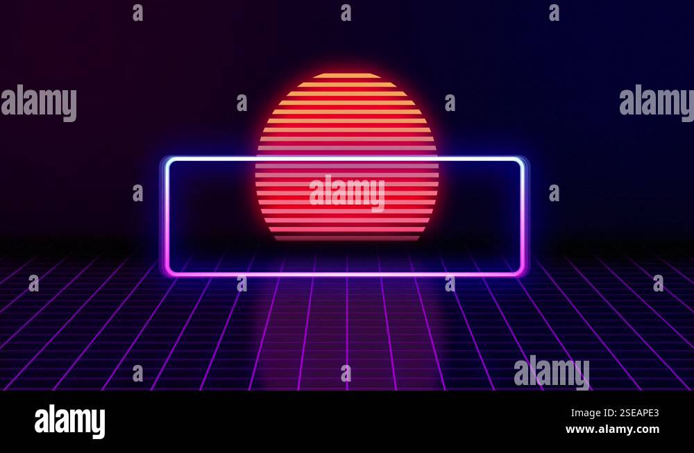 VHS retro animation with the appearing neon rectangle and the text ...
