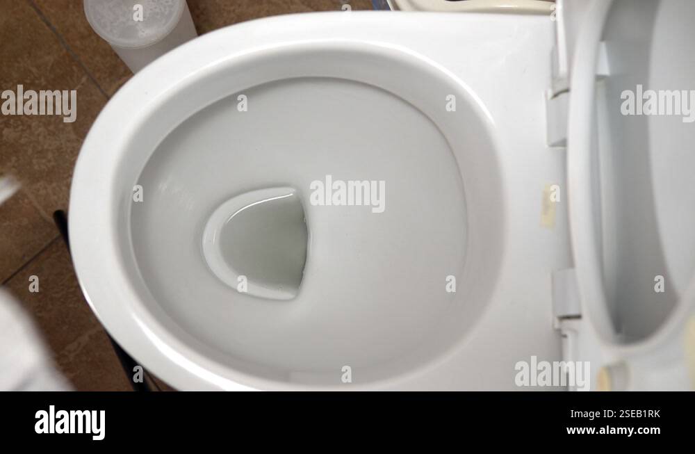Close-up tossing a dirty baby diaper into the toilet. It clogs the ...