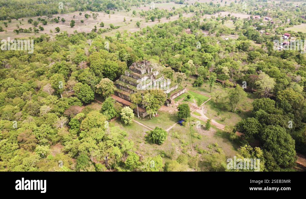 Angkor temple Aerial, Prang - The Koh Ker pyramid temple, nested in the ...