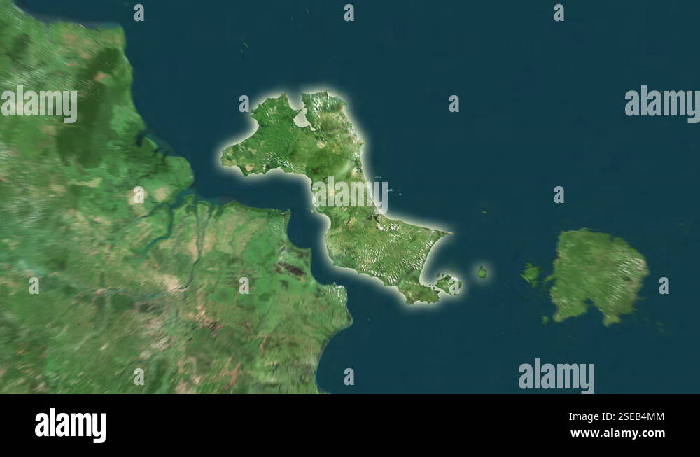 Bangka Island - Indonesia close-up - satellite. Glow Stock Video ...