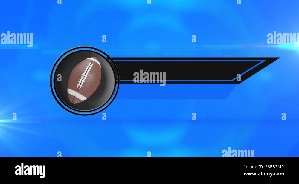 Digital animation of sports logo for game events with rugby ball icon ...