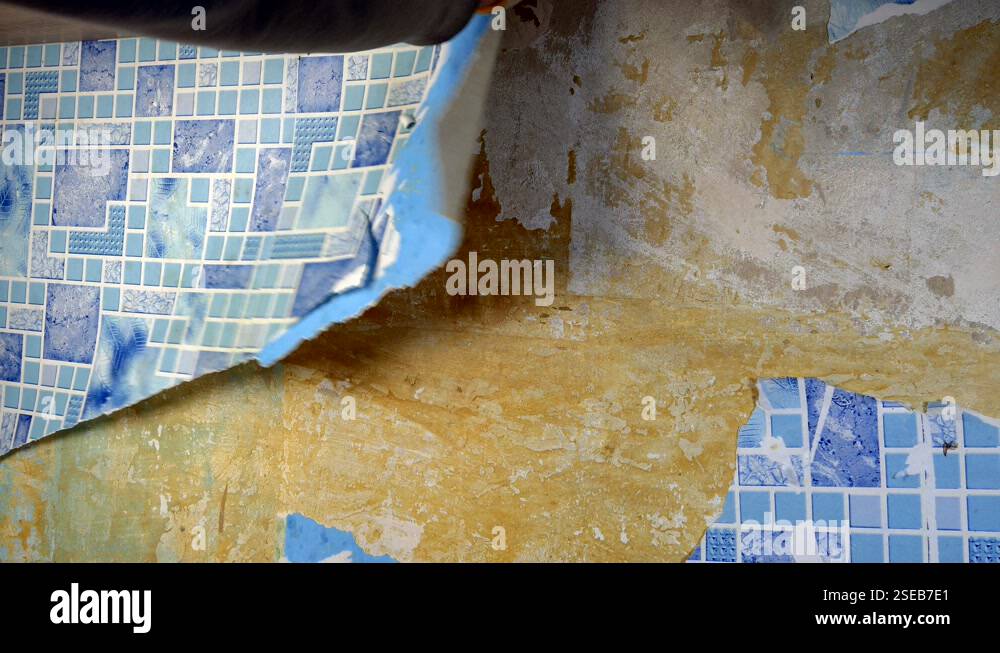 Person tearing off old wallpaper Stock Video Footage - Alamy