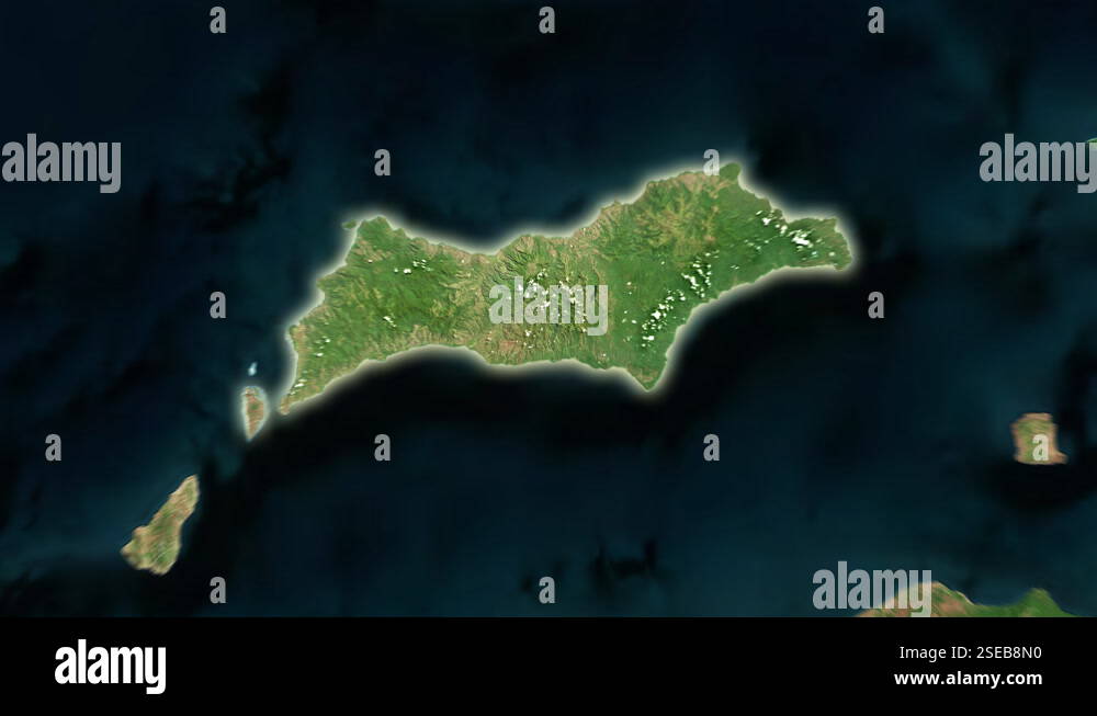 Wetar Island - Indonesia close-up - satellite. Glow. Labels Stock Video ...