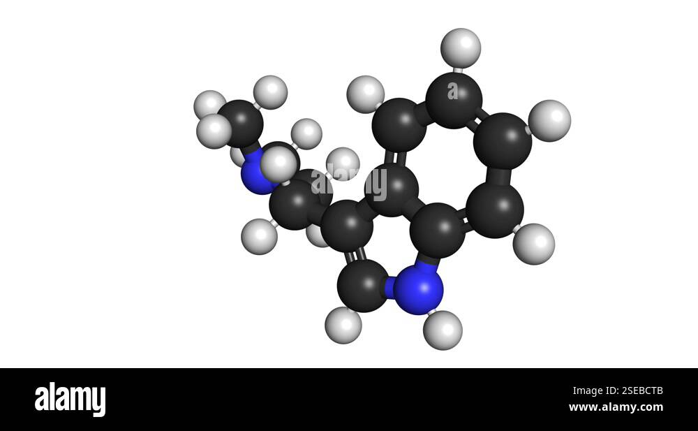 DMT Dimethyltryptamine psychedelic drug molecule 3D render chemical ...