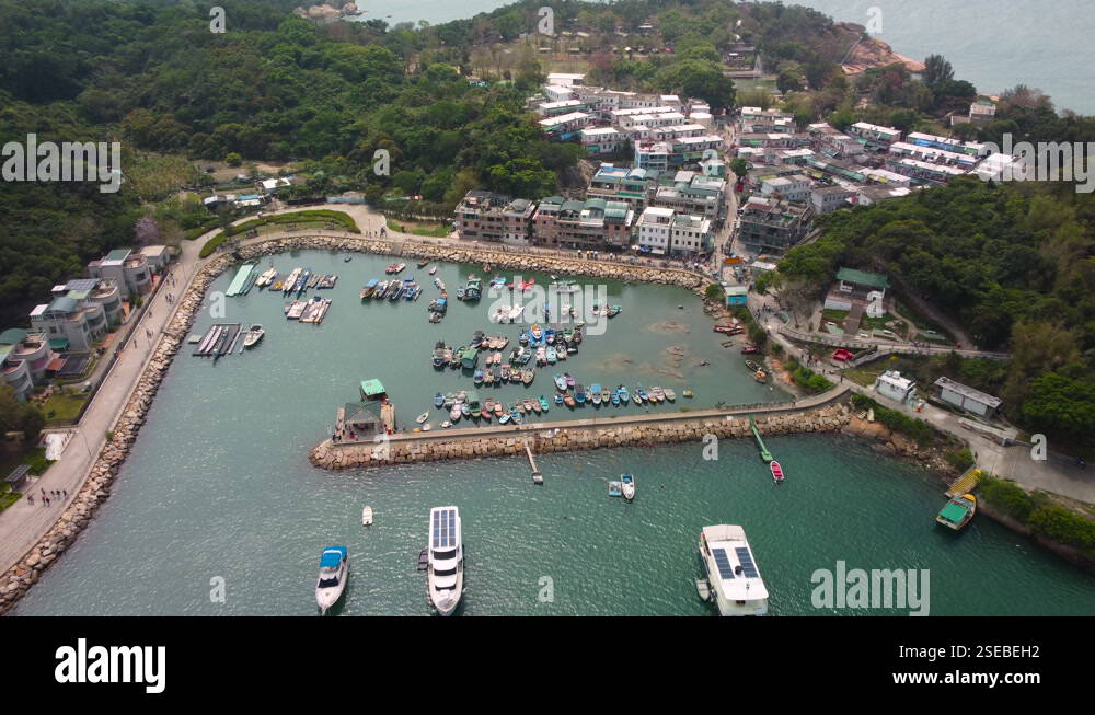 Drone Dolly push in Cheung Chau Island, Hong Kong. 4k HD footage ...