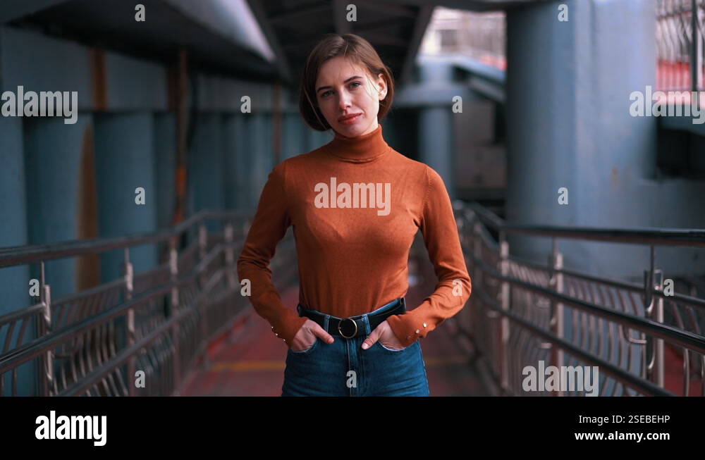 Woman portrait dark background Caucasian female head shoot Stock Video ...