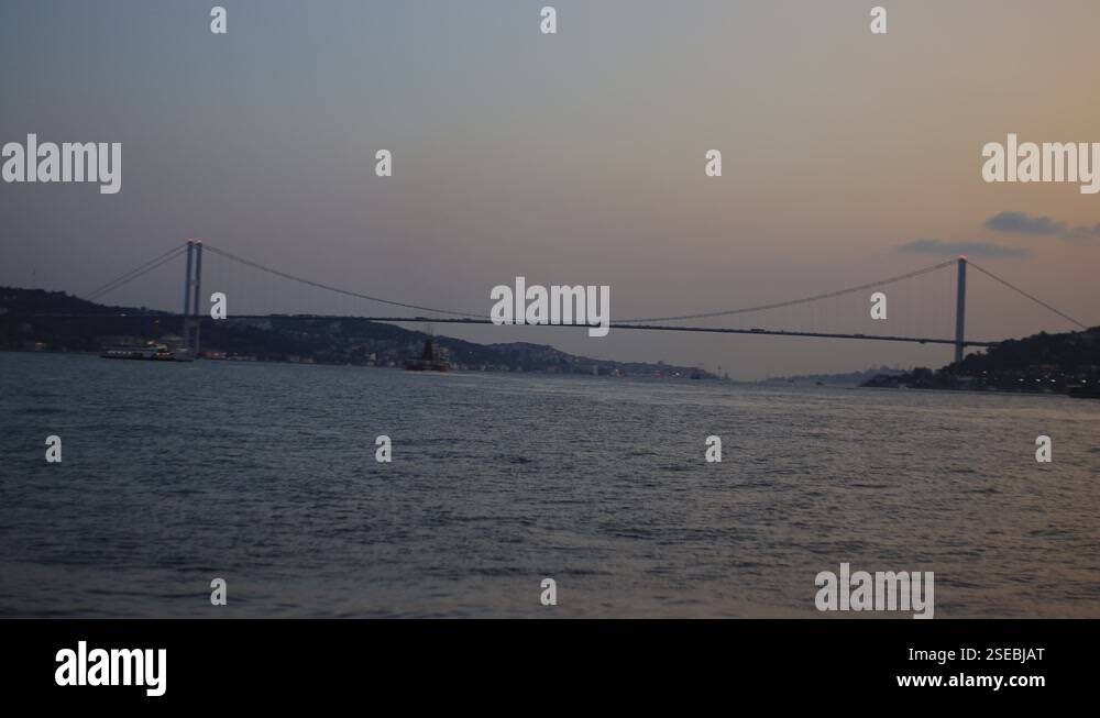 Evening views of the bridges in the city of Istanbul. Bridges over the ...