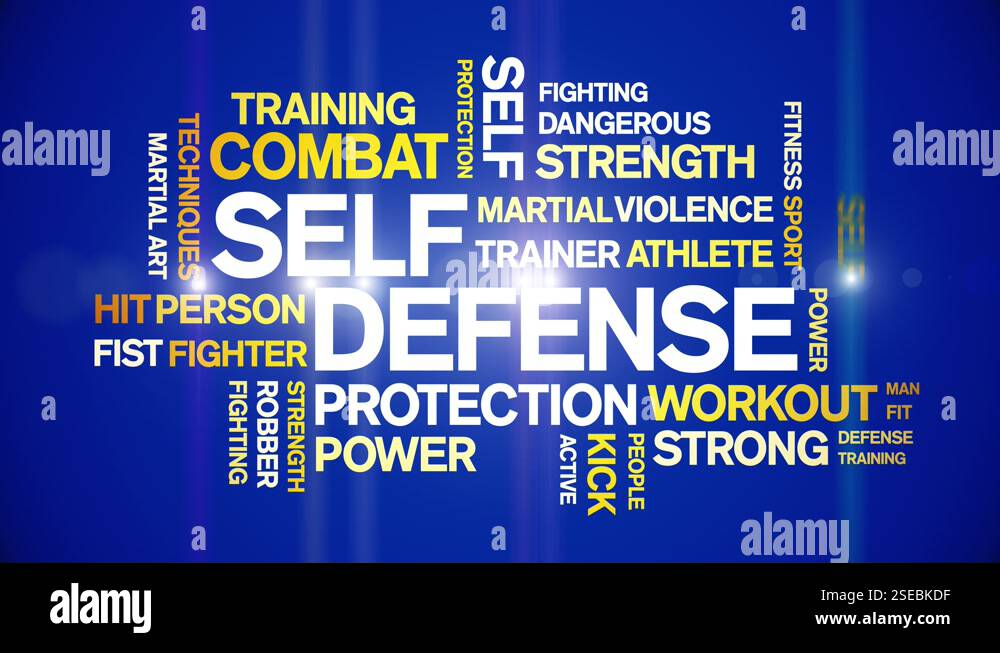 Self Defense animated word cloud,text tag animation typography seamless ...