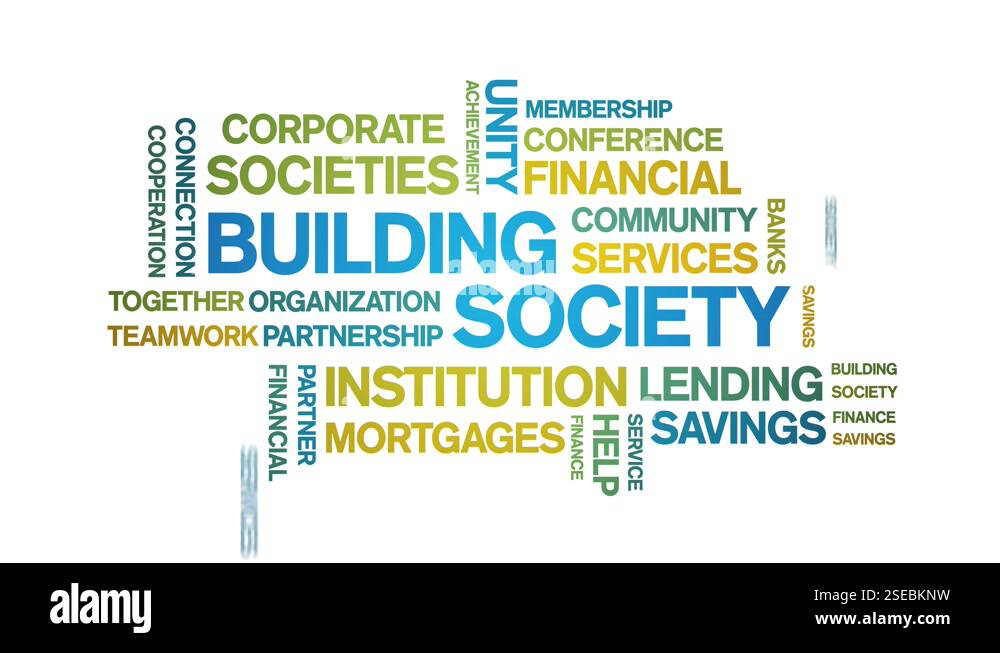 Building Society animated word cloud,text animation typography seamless ...