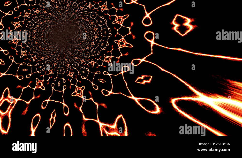 Glowing Psychedelic Fractals Loop Orange Animation Background Stock ...
