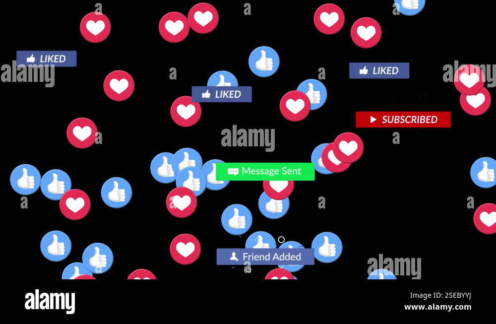 Animation of social media text on banners with digital icons over black ...