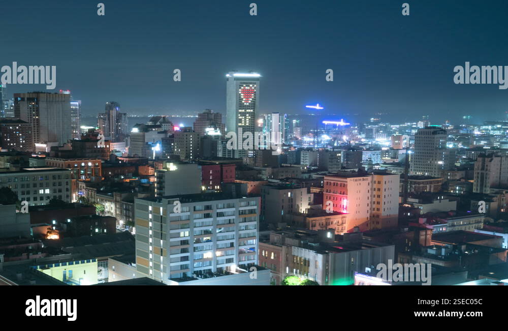San Francisco Union Square and Lower Nob Hill Night Time Lapse ...
