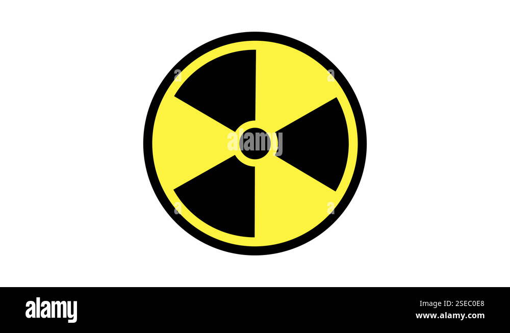 Radioactive Sign or Symbol Animation on White Background and Green ...