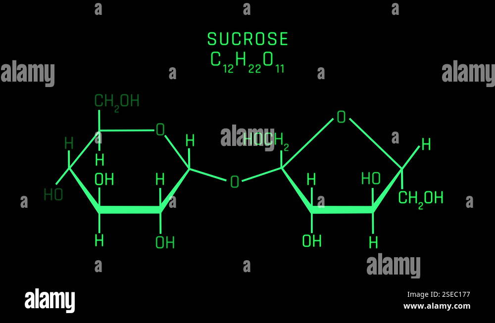 Sucrose Molecular Structure Symbol Neon Animation on black background ...