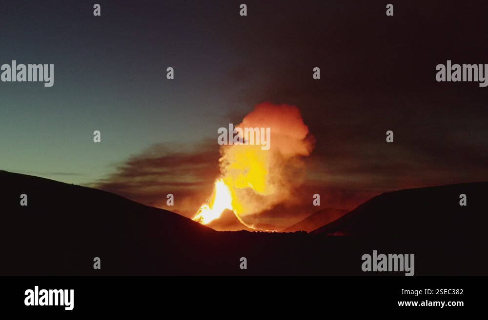 Bursting Magma Creating A Thick Orange Smoke from the Fagradalsfjall ...