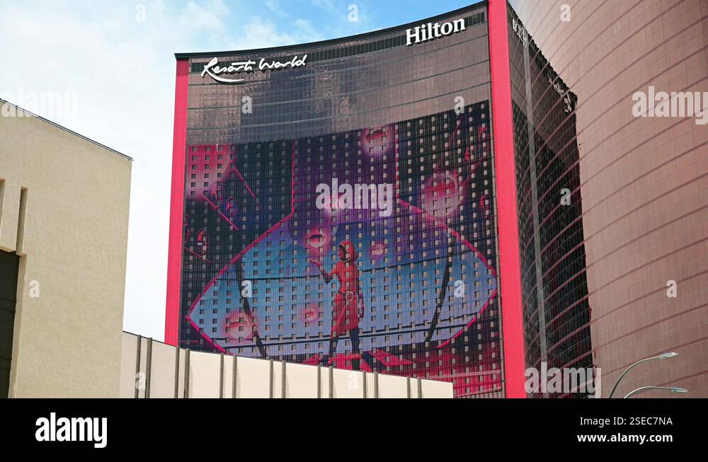 LED screen on the exterior of Resorts World on the Las Vegas Strip ...