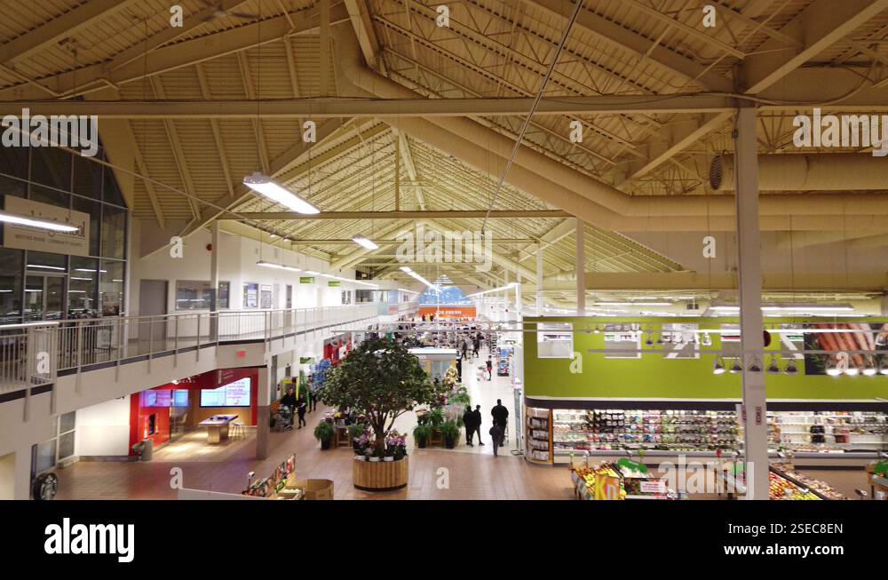 Birds Eye View Left To Right Of Grocery Store Supermarket Buying Food ...