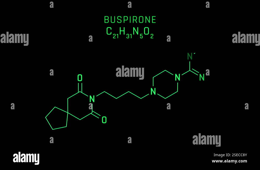 Buspirone Molecular Structure Symbol Neon Animation on black background ...