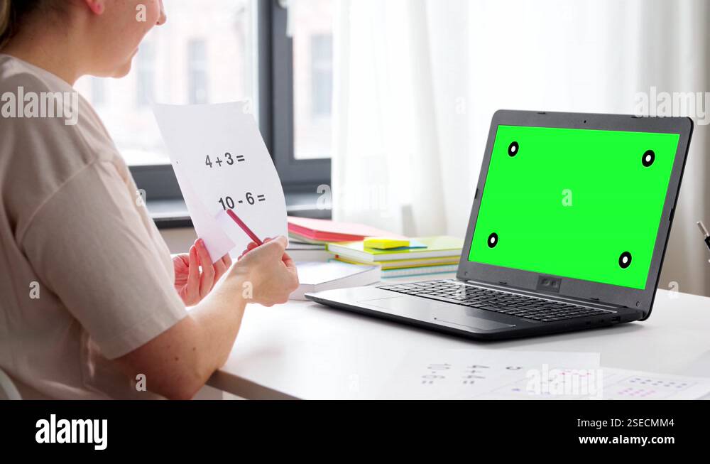 math teacher having online class at home Stock Video Footage - Alamy