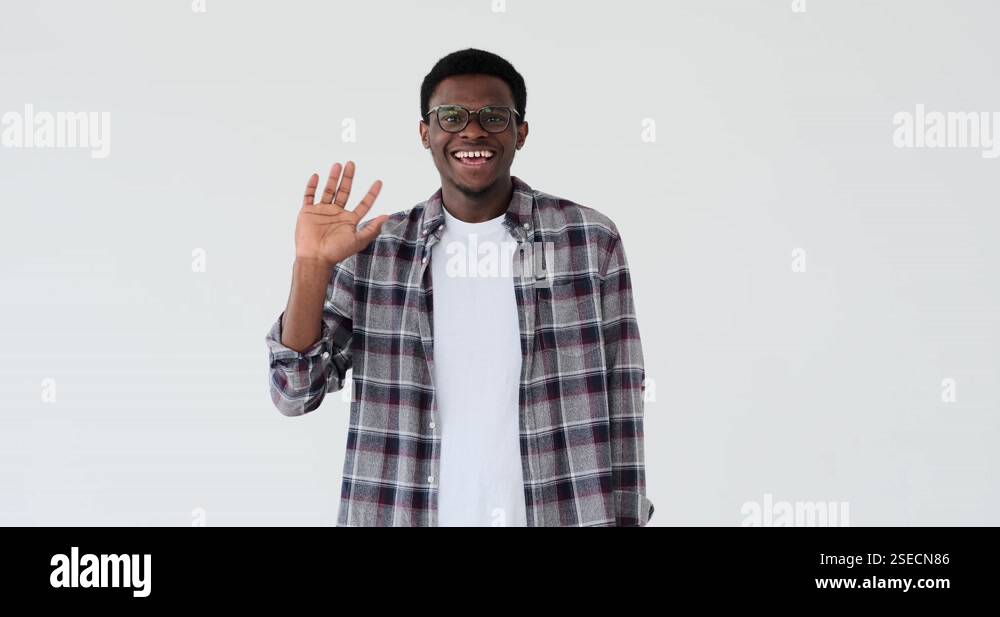 Man waving and greeting hello Stock Video Footage - Alamy