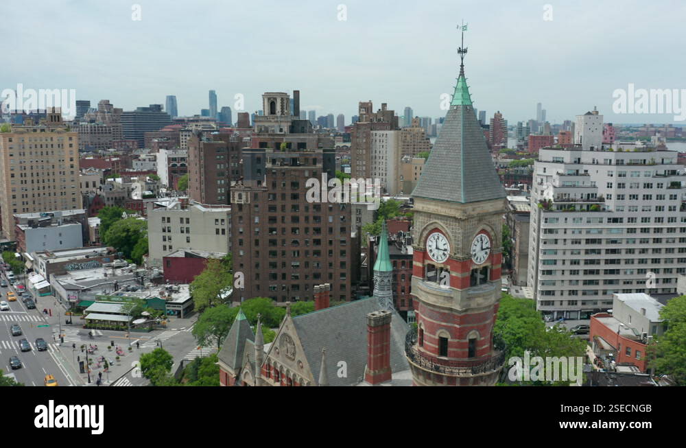 flying counter clock around Jefferson Market Library tower reveal ...